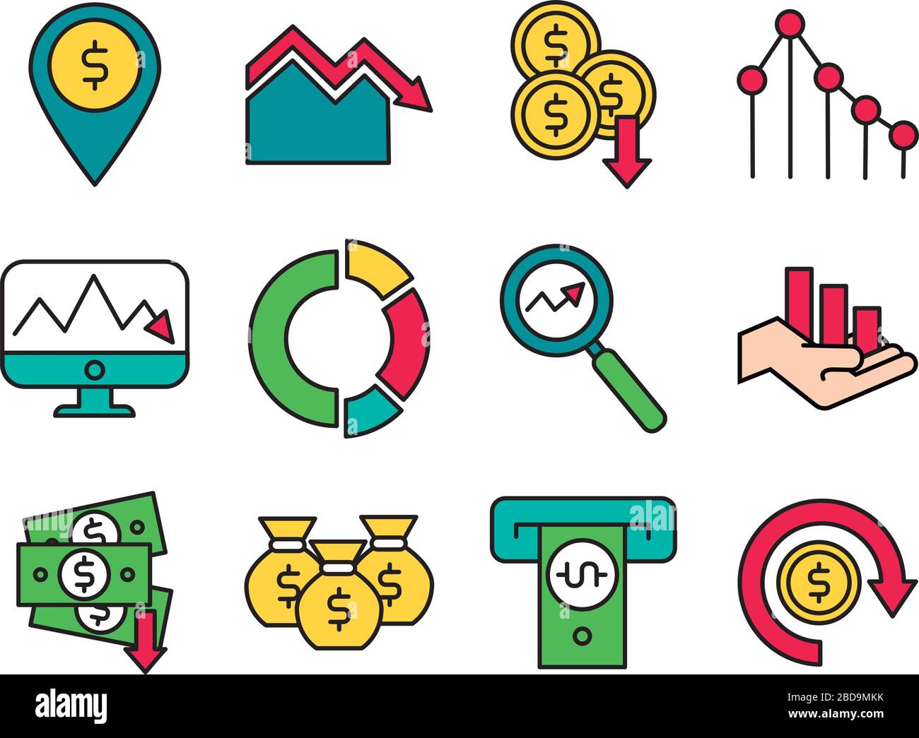 bundle of market crash set icons Stock Vector Image & Art - Alamy