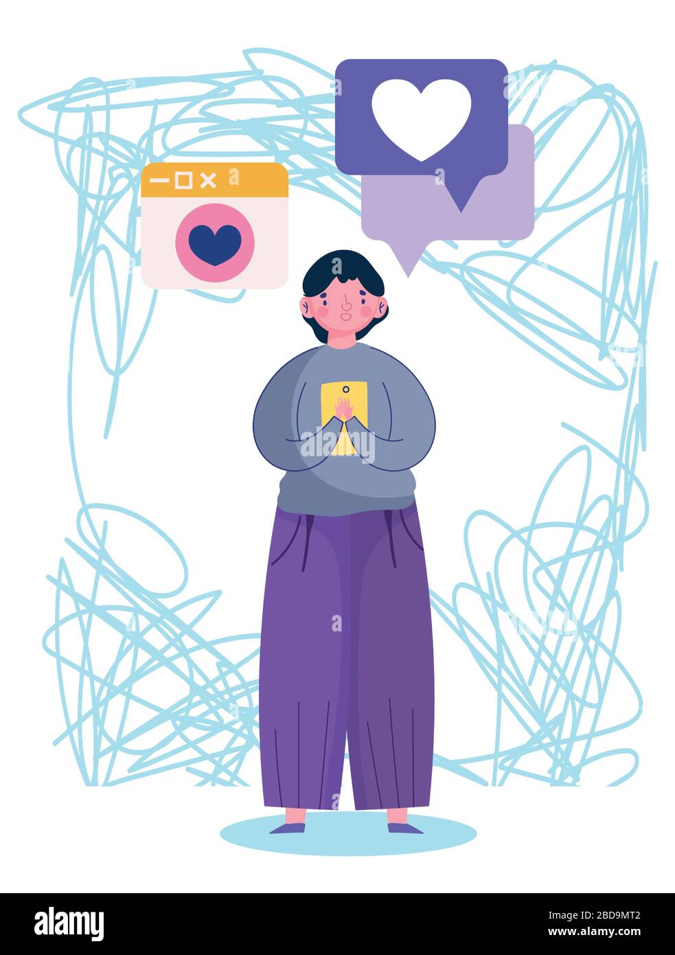 people and smartphone, young man using mobile chatting love message ...