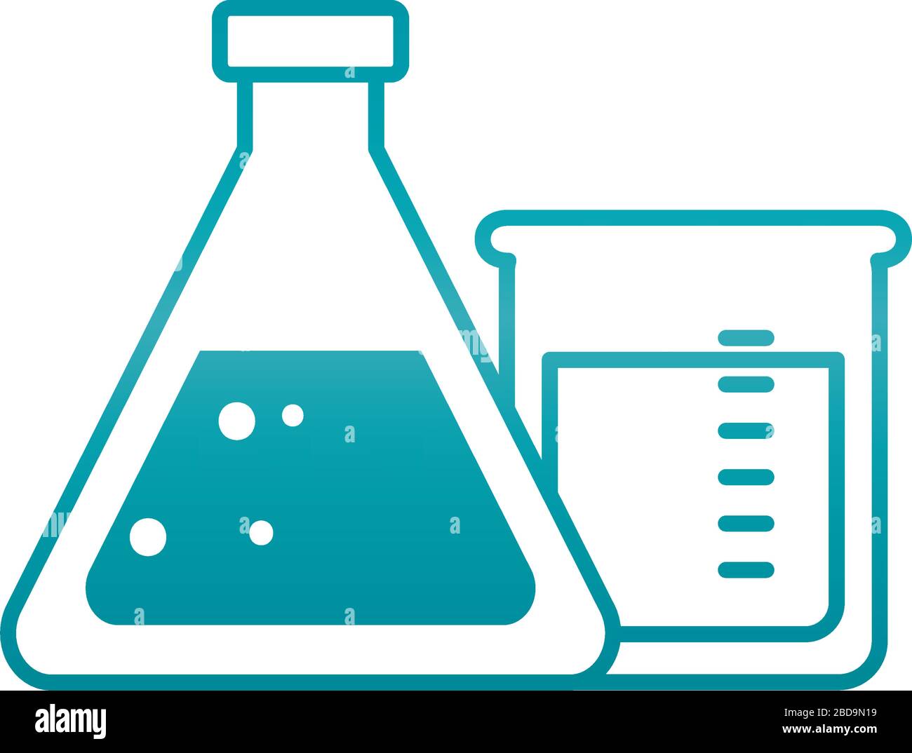 chemical flasks icon over white background, gradient style, vector ...