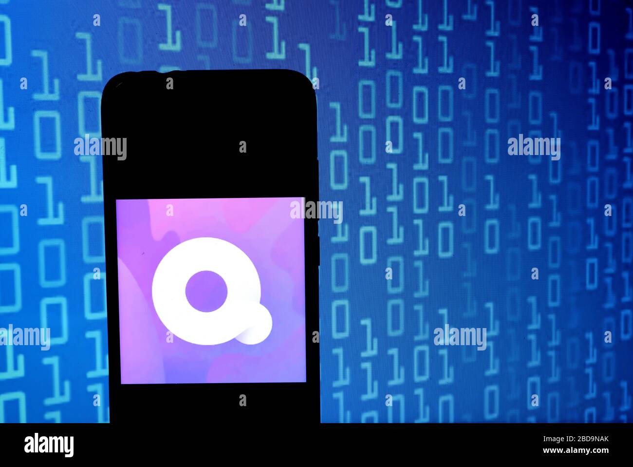 In this photo illustration Quibi logo seen displayed on a smartphone ...