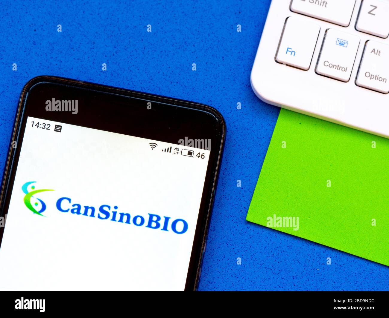 In this photo illustration a CanSino Boio logo seen displayed on a ...