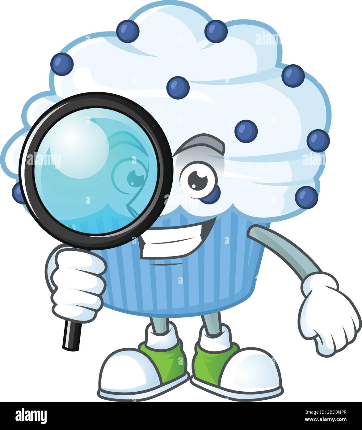 Smart Detective of vanilla blue cupcake cartoon character design ...