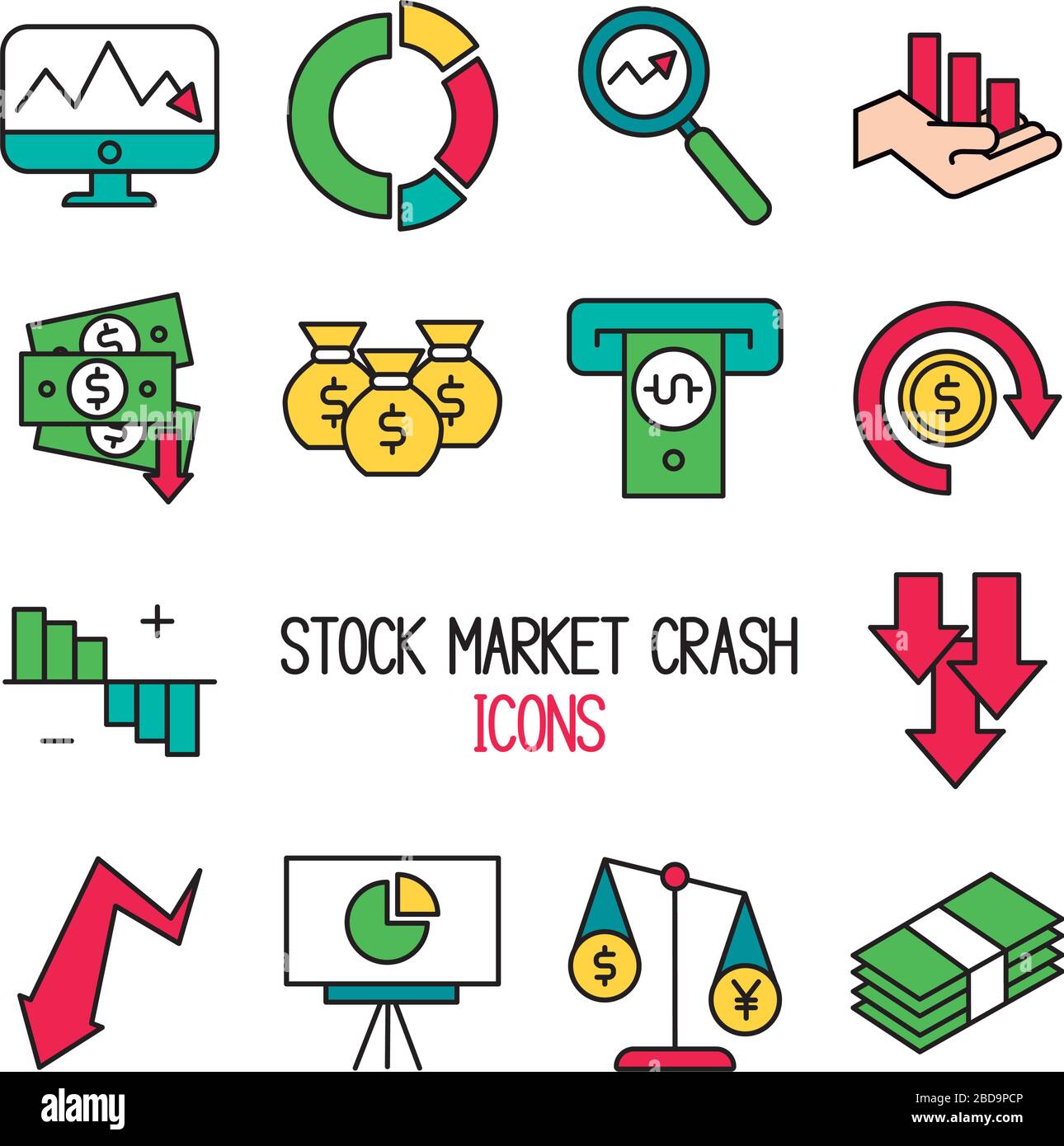 bundle of market crash set icons Stock Vector Image & Art - Alamy