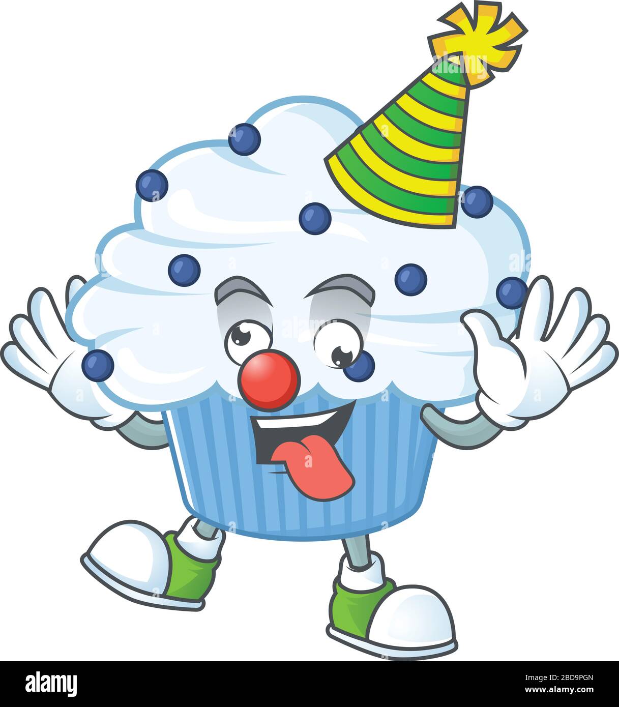 Amusing Clown vanilla blue cupcake cartoon character mascot style Stock ...