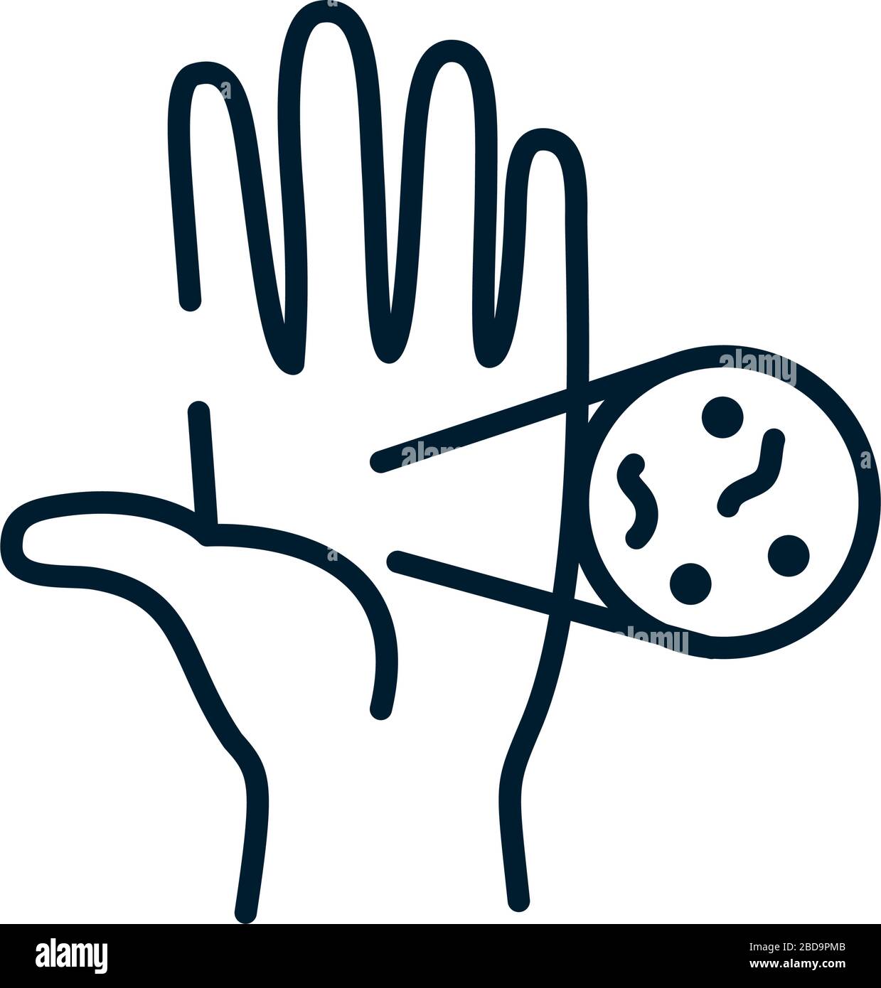 hand and cell icon over white background, line style, vector ...