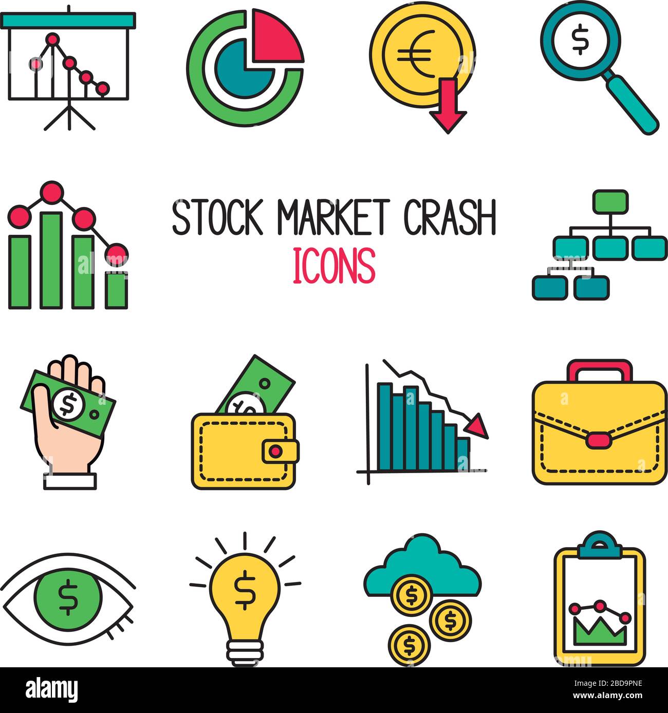 bundle of market crash set icons Stock Vector Image & Art - Alamy