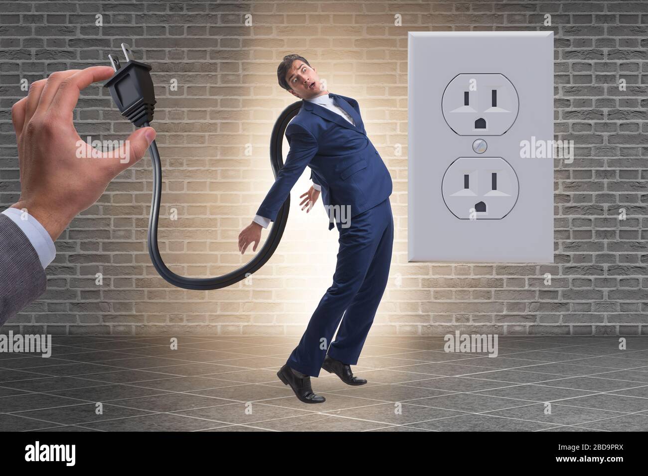 The businessman losing energy to work Stock Photo - Alamy