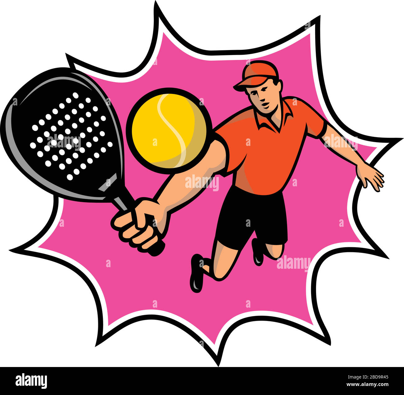 Mascot icon illustration of a padel player, a racquet sport with ...