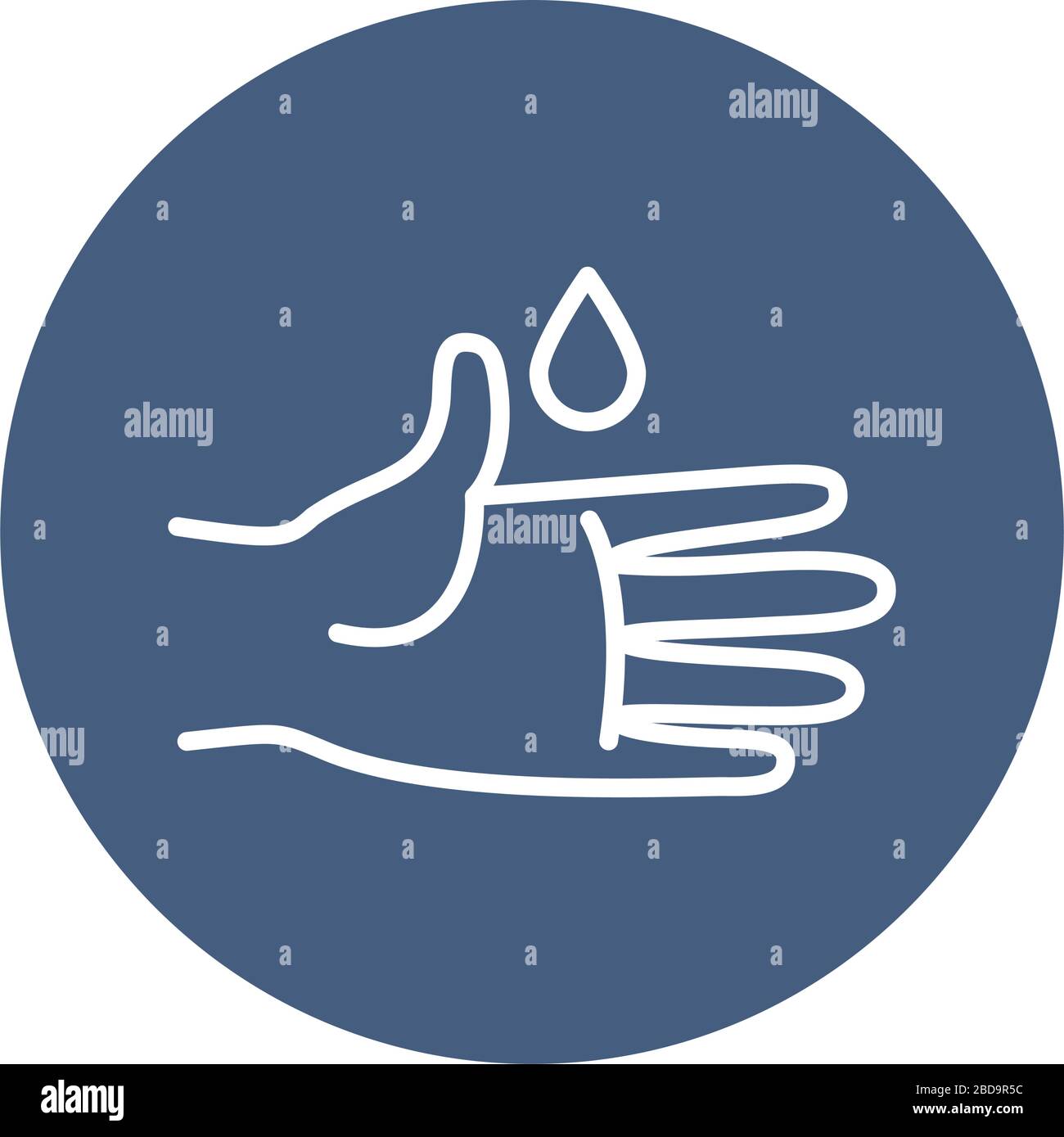 hand and water drop icon over white background, block style, vector ...