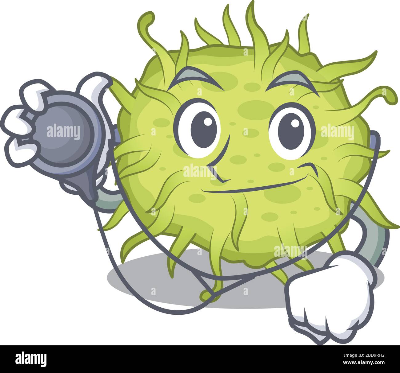 bacteria coccus in doctor cartoon character with tools Stock Vector ...