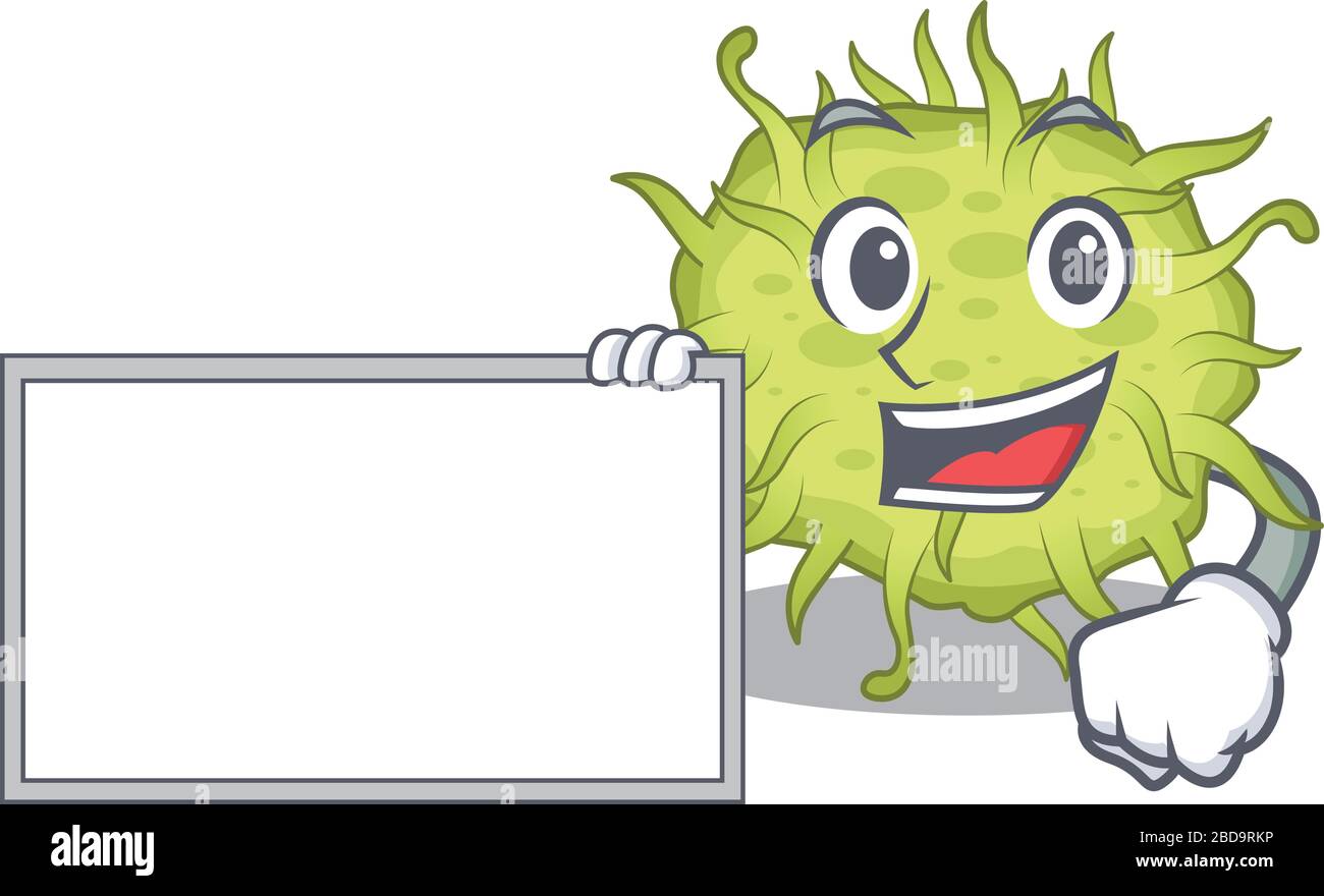 bacteria coccus cartoon character design style with board Stock Vector ...