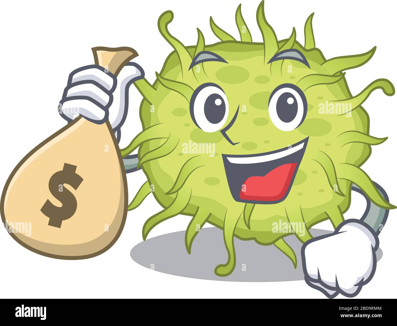 Rich bacteria coccus cartoon design holds money bags Stock Vector Image ...