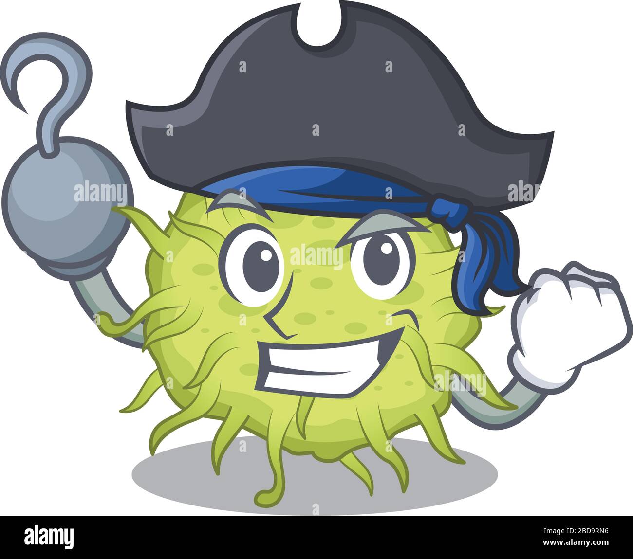 bacteria coccus cartoon design style as a Pirate with hook hand and a ...