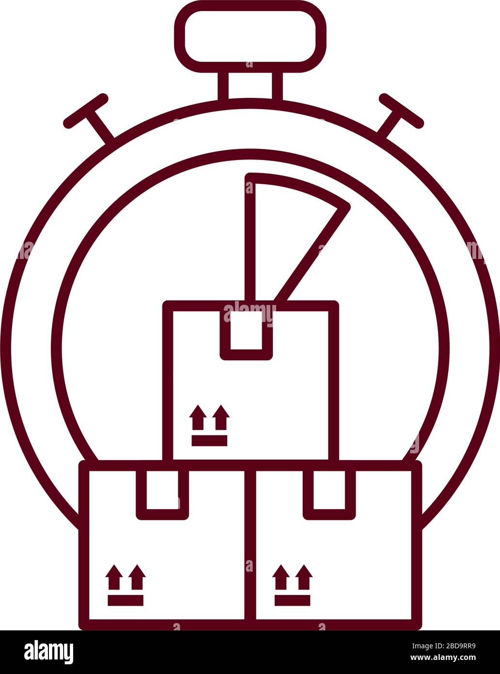 packages boxes and chronomter icon over white background, line style ...