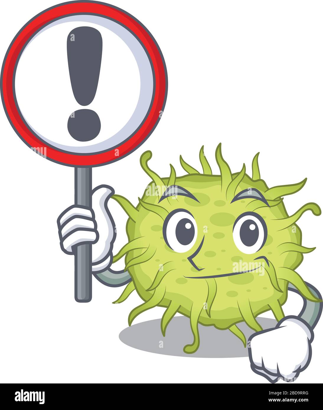 An icon of bacteria coccus cartoon design style with a sign board Stock ...