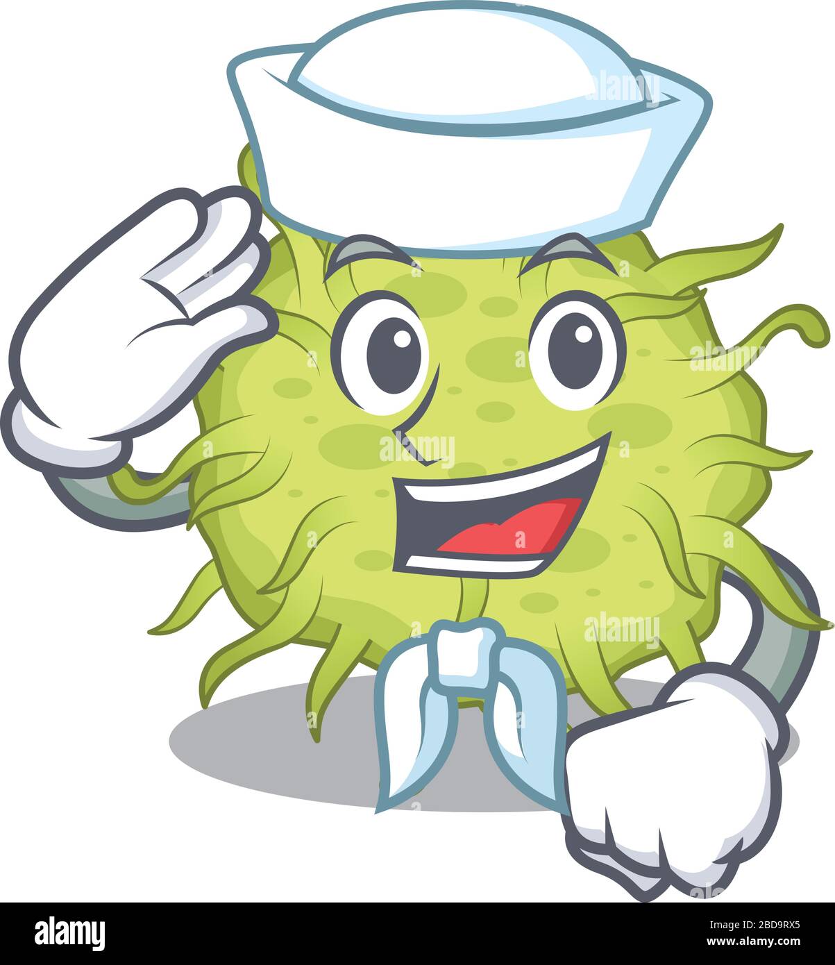 Sailor cartoon character of bacteria coccus with white hat Stock Vector ...
