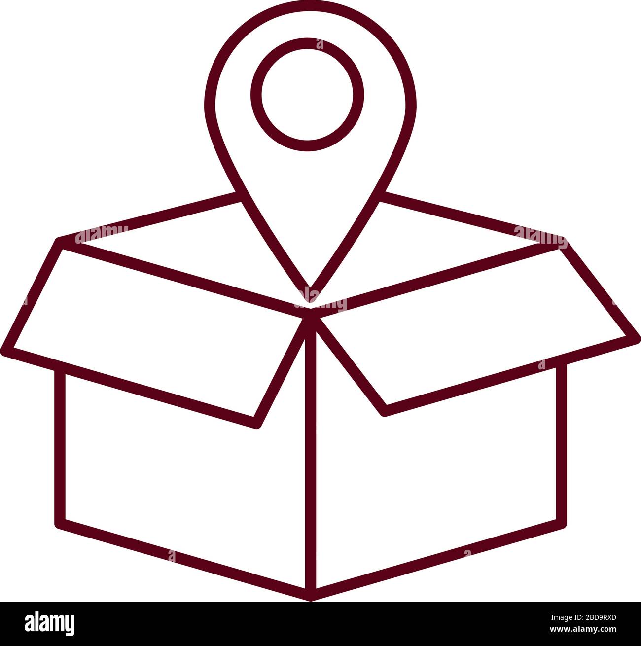 box with location pin icon over white background, line style, vector ...