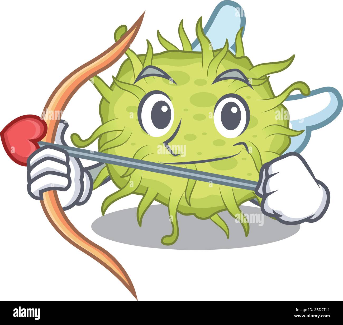 bacteria coccus in cupid cartoon character with arrow and wings Stock ...