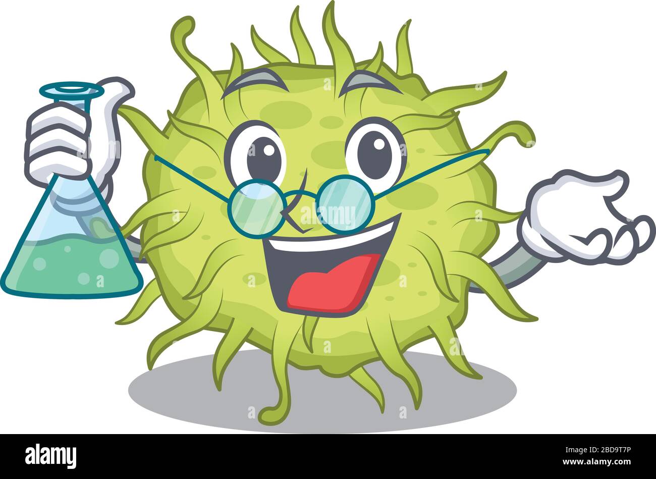 bacteria coccus smart Professor Cartoon design style working with glass ...