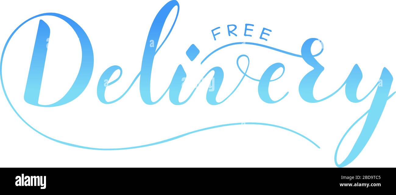 Vector hand written free delivery text isolated on white background ...