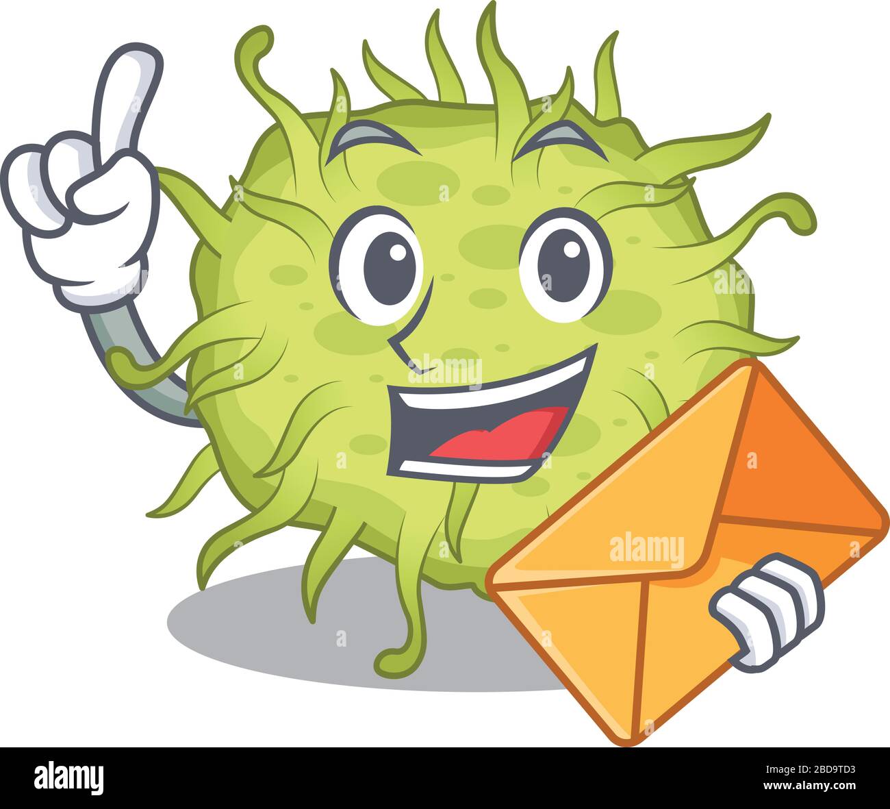 Happy bacteria coccus mascot design concept with brown envelope Stock ...