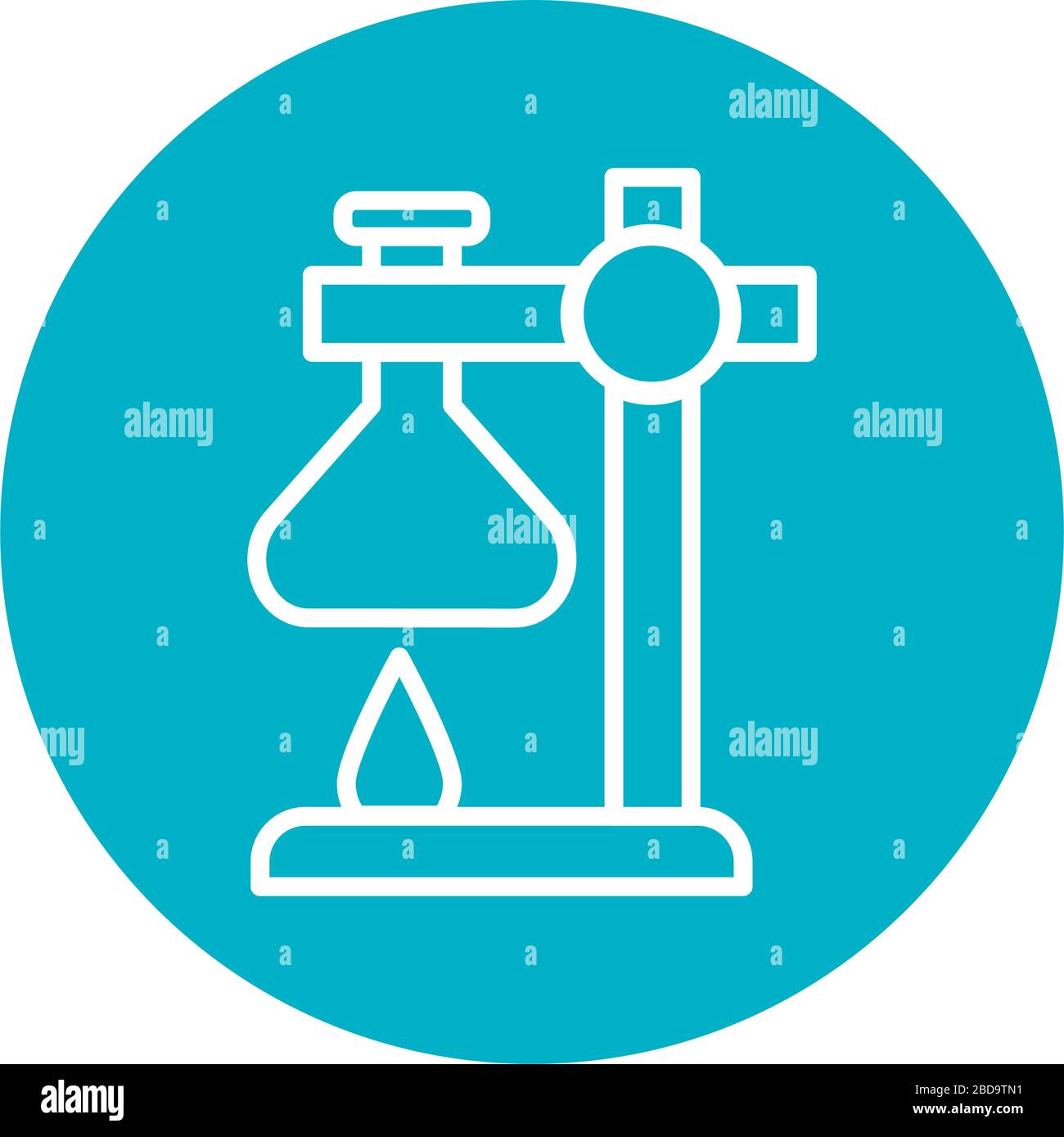 laboratory burner with flask icon over white background, block style ...