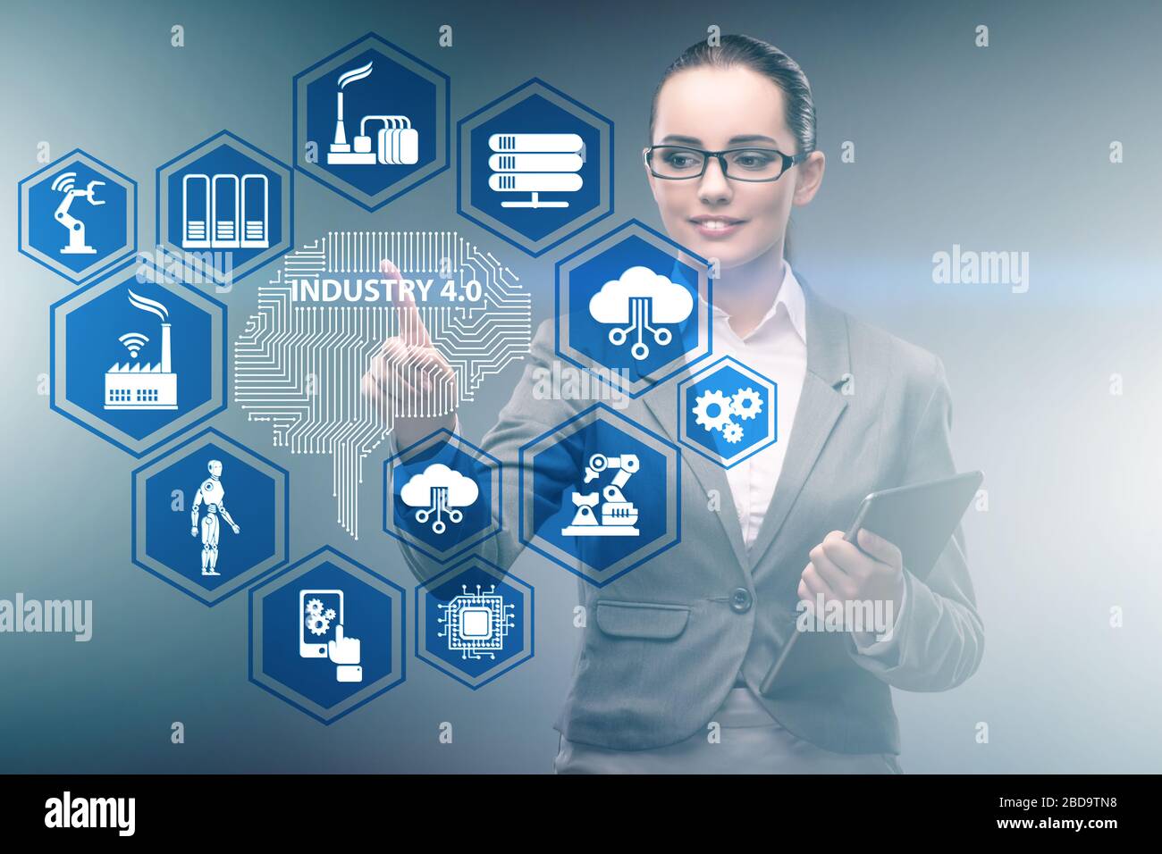 The modern industry 4.0 technical automation concept Stock Photo - Alamy