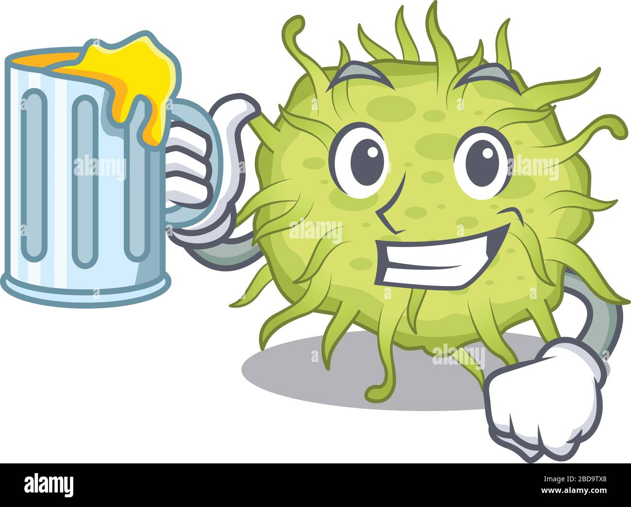 A cartoon concept of bacteria coccus rise up a glass of beer Stock ...