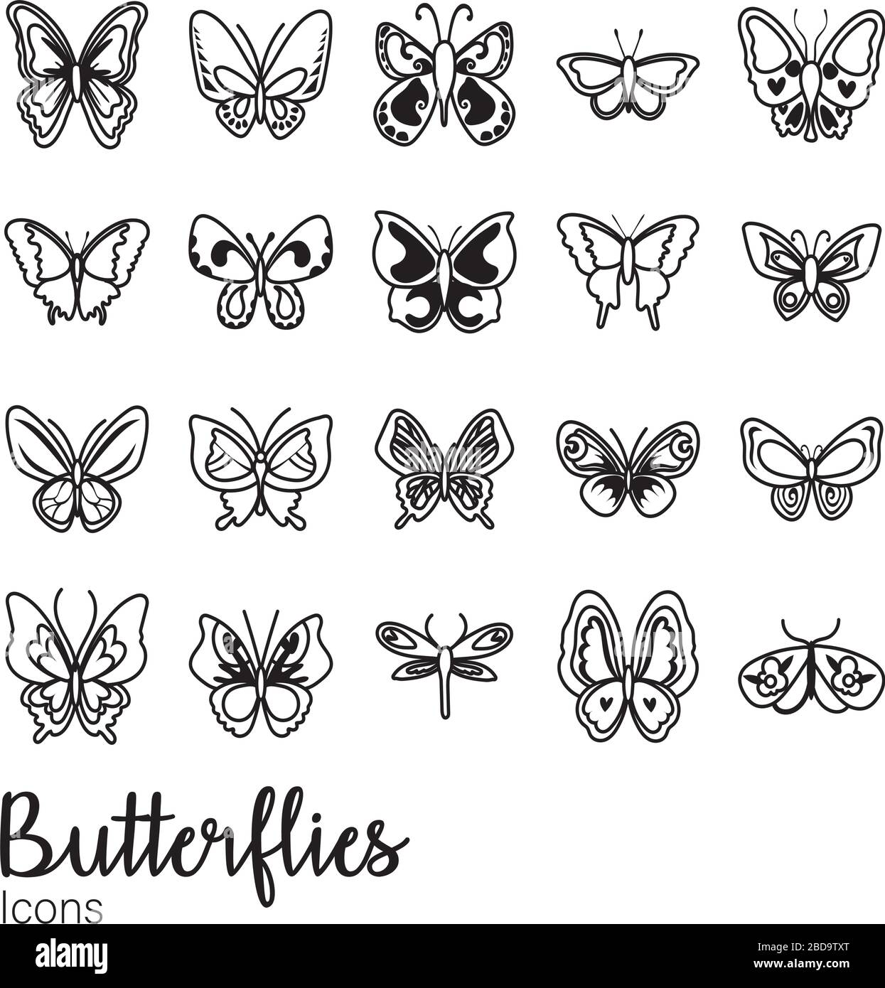 bundle of butterflies set icons Stock Vector Image & Art - Alamy