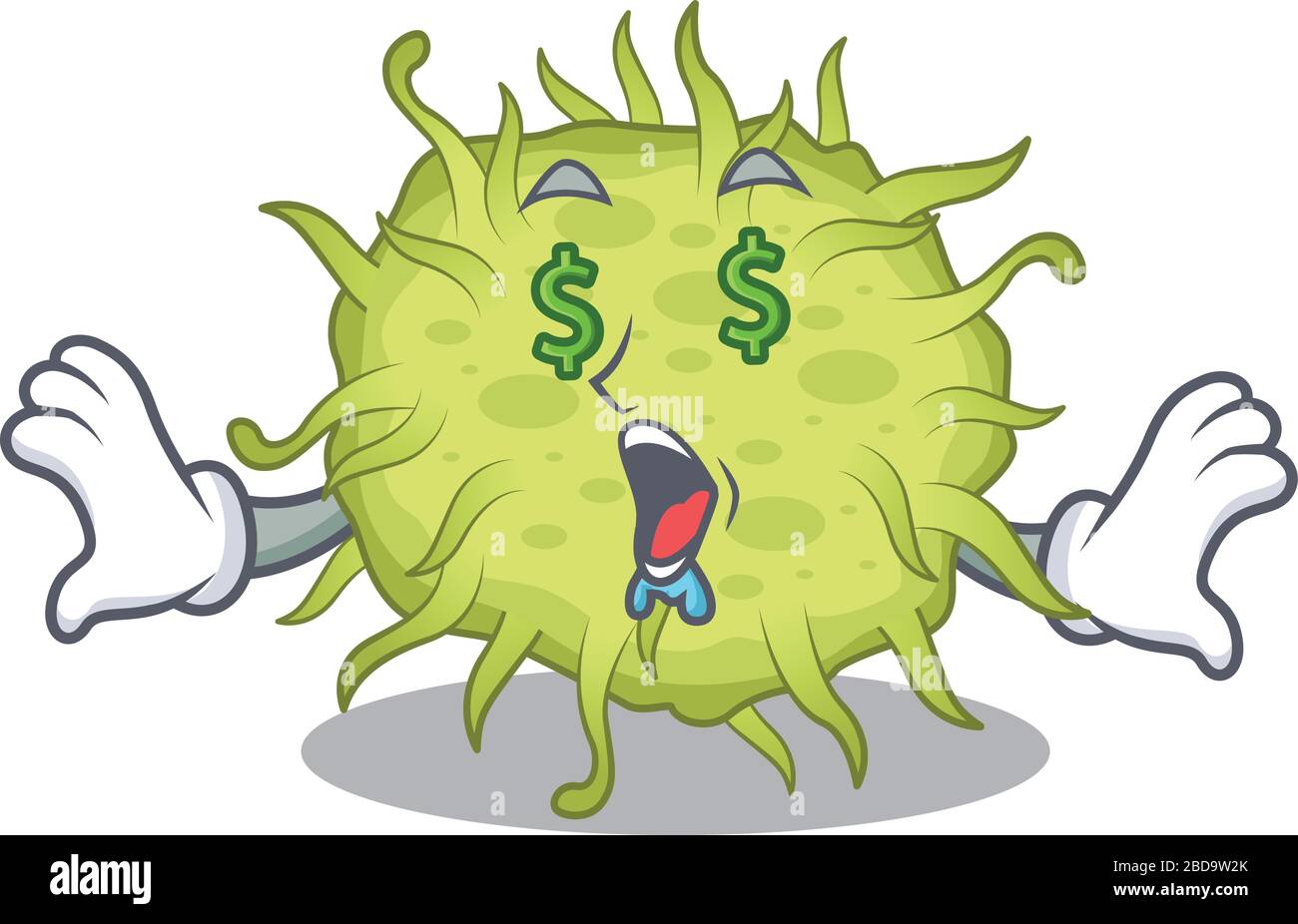 Rich cartoon character design of bacteria coccus with money eyes Stock ...