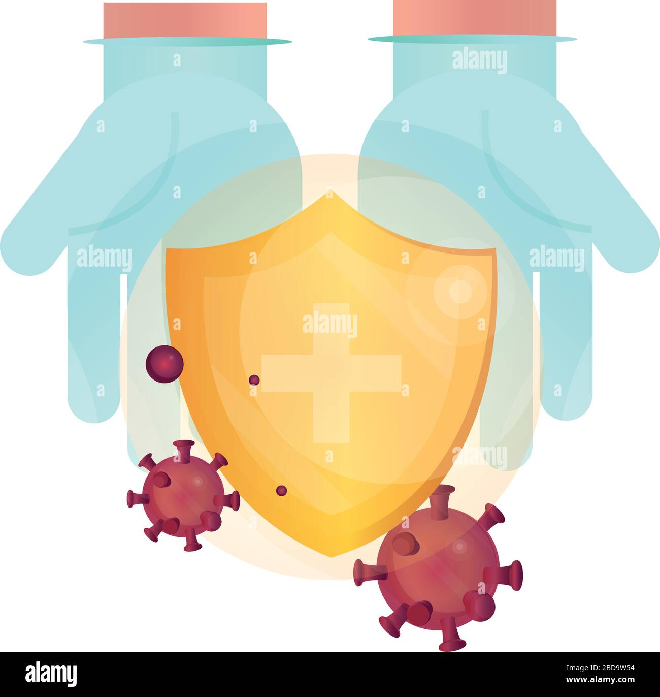 hands with gloves protection pandemic stop coronavirus covid 19 vector ...