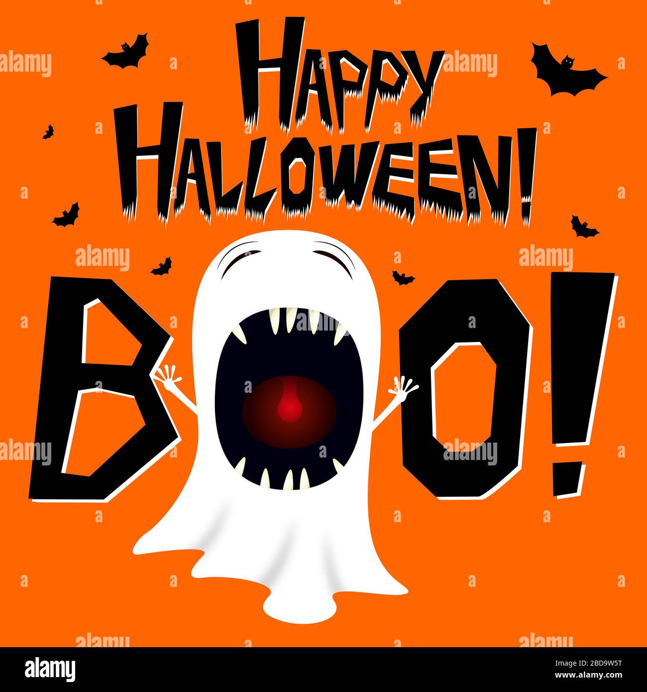 Halloween illustration - ghost shouting boo Stock Photo - Alamy