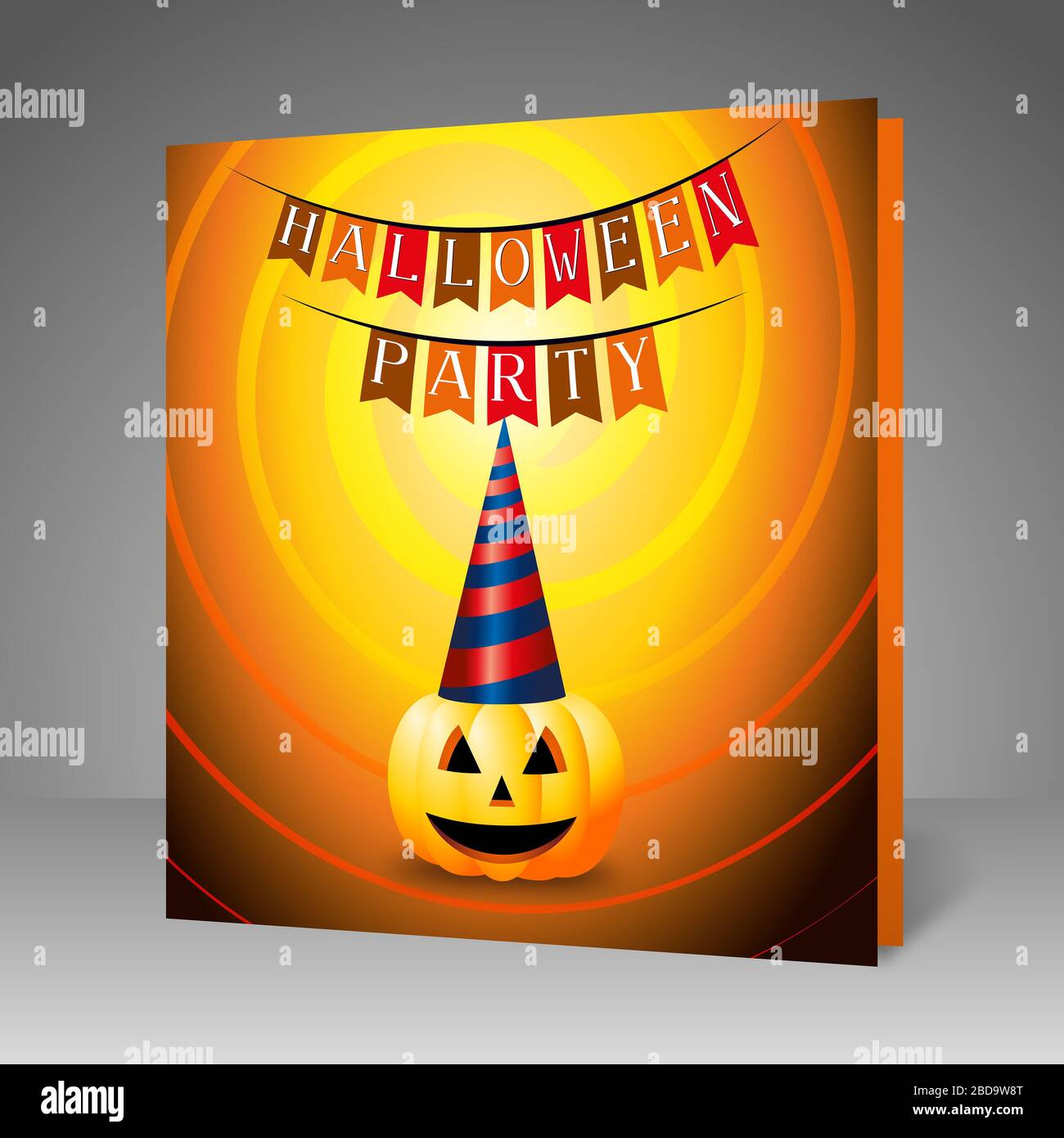 Halloween party paper invitation with a pumpkin Stock Photo - Alamy