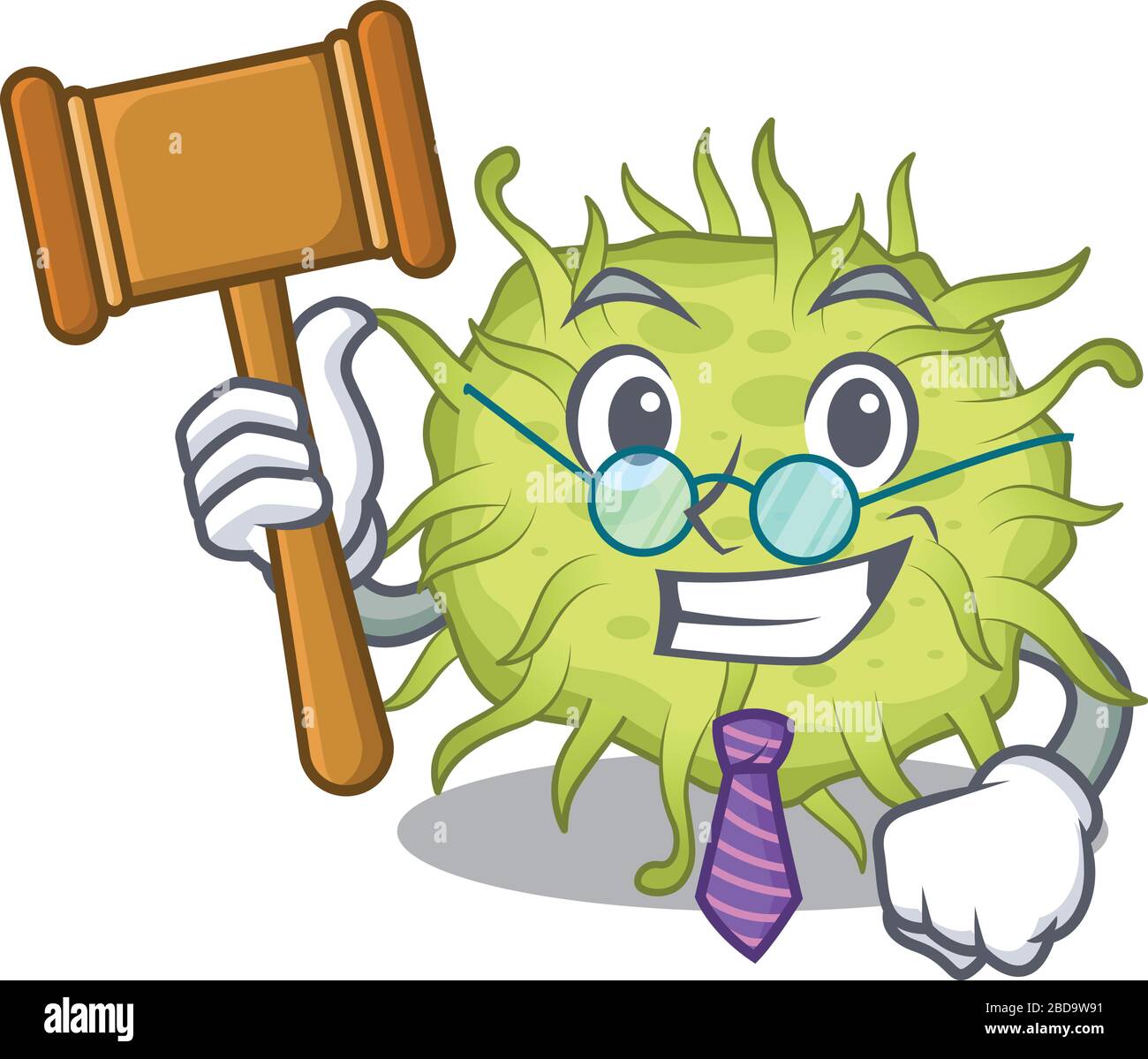 A humble judge of bacteria coccus cartoon character design wearing ...