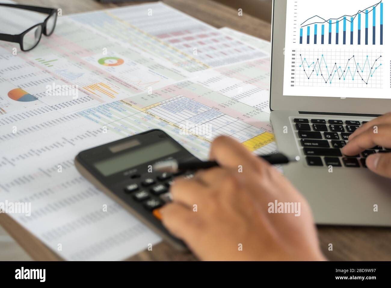 Accounting analysis businessman hand working Strategy Research ...