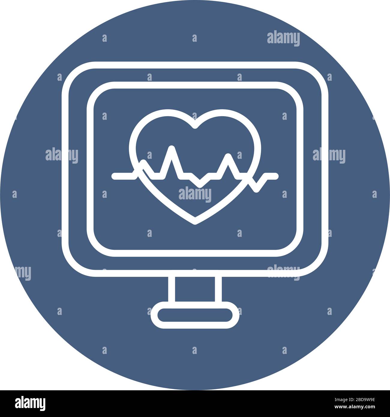 cardio monitor icon over white background, block style, vector ...