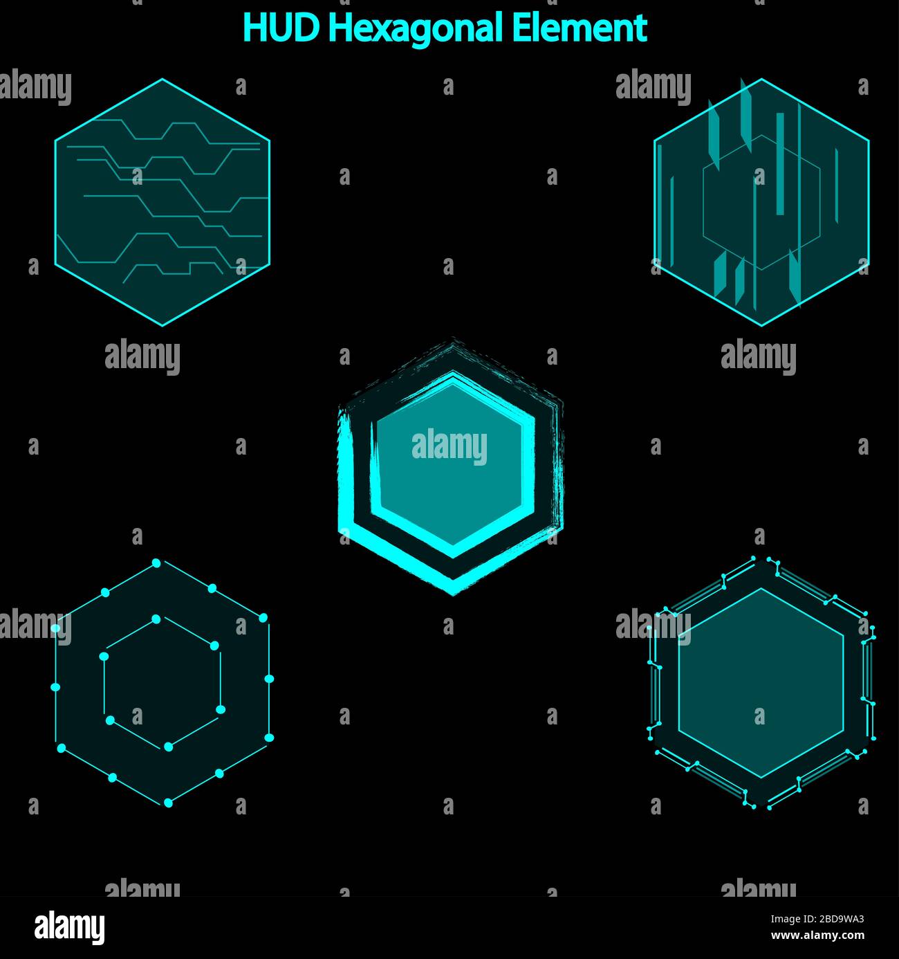 Set of hud hexagon elements,Futuristic Sci Fi Modern User Interface Set ...
