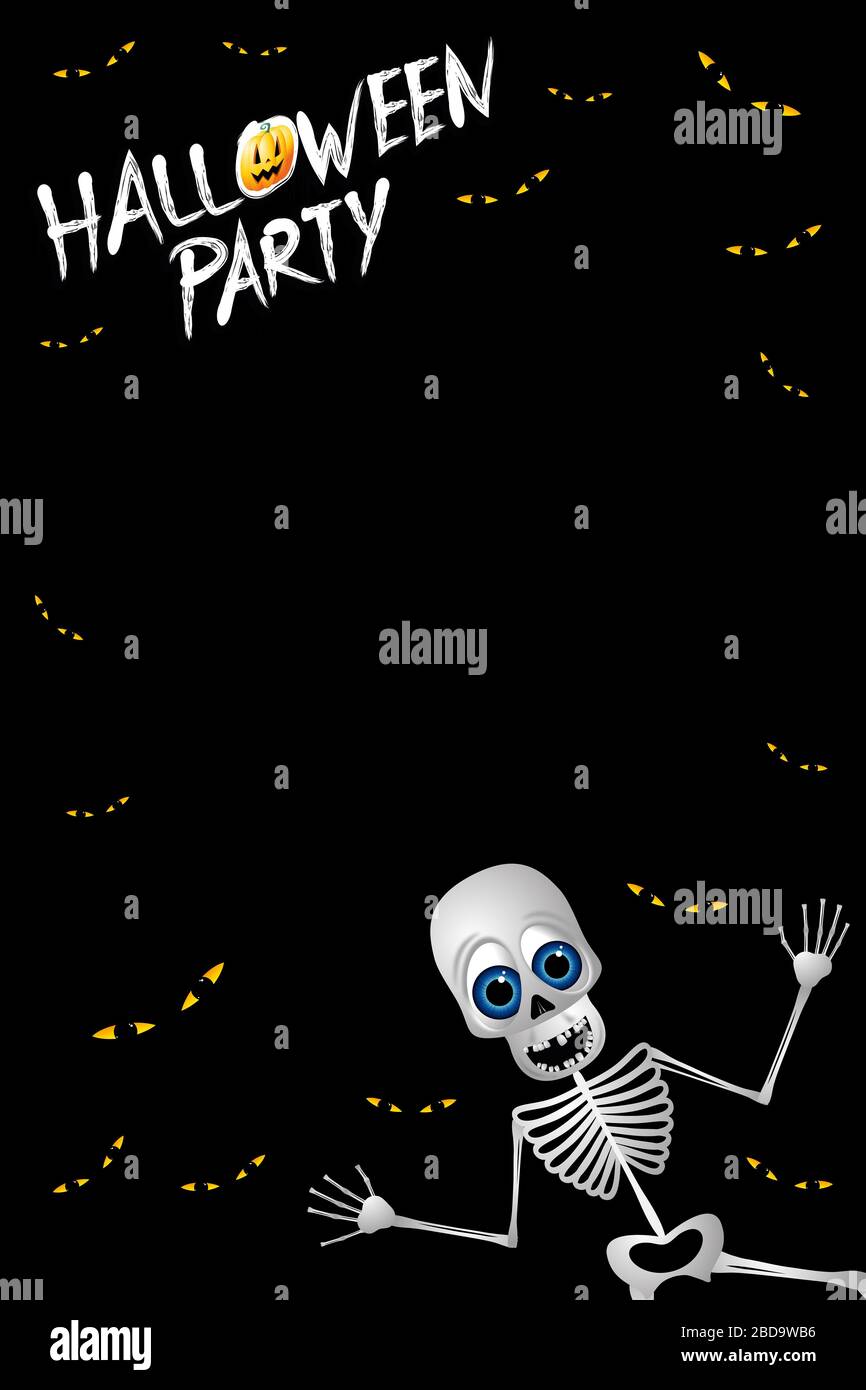 Halloween party poster/ banner with a skeleton Stock Photo - Alamy