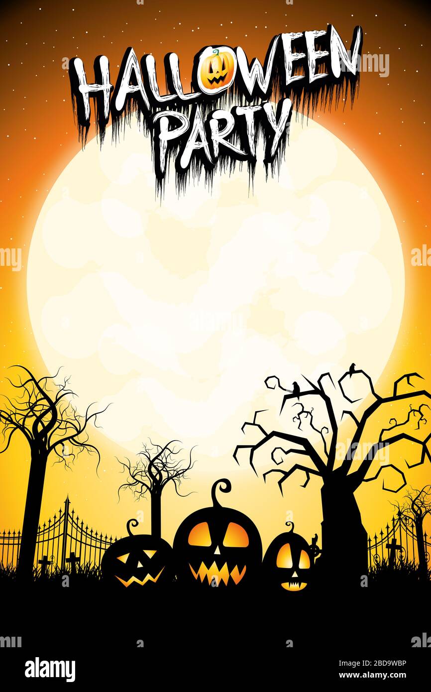 Halloween party poster template - with copy space Stock Photo - Alamy