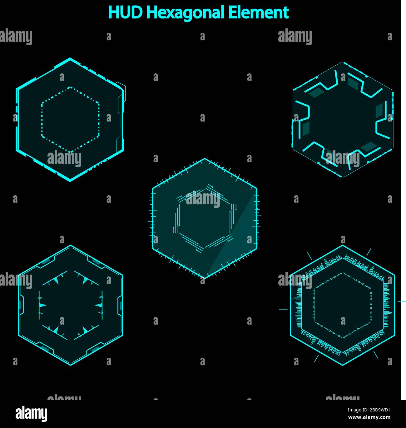 Set of hud hexagon elements,Futuristic Sci Fi Modern User Interface Set ...