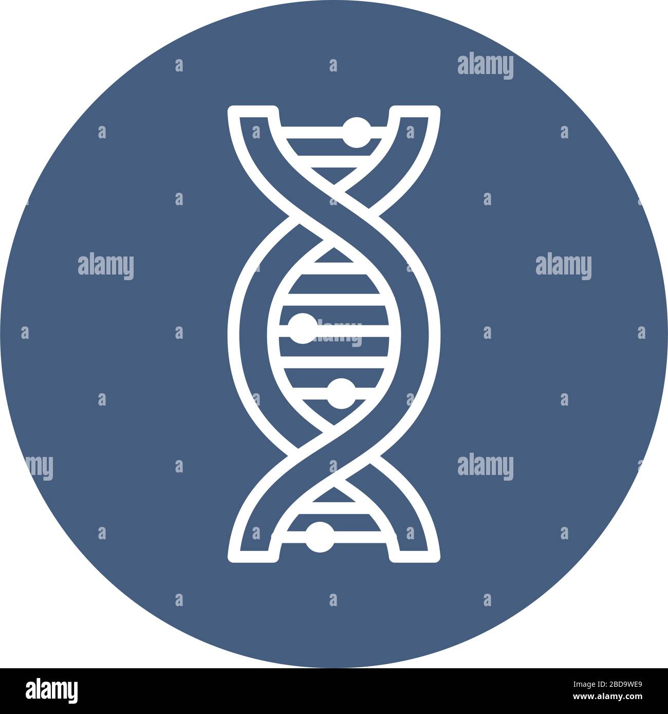 dna chain icon over white background, block style, vector illustration ...