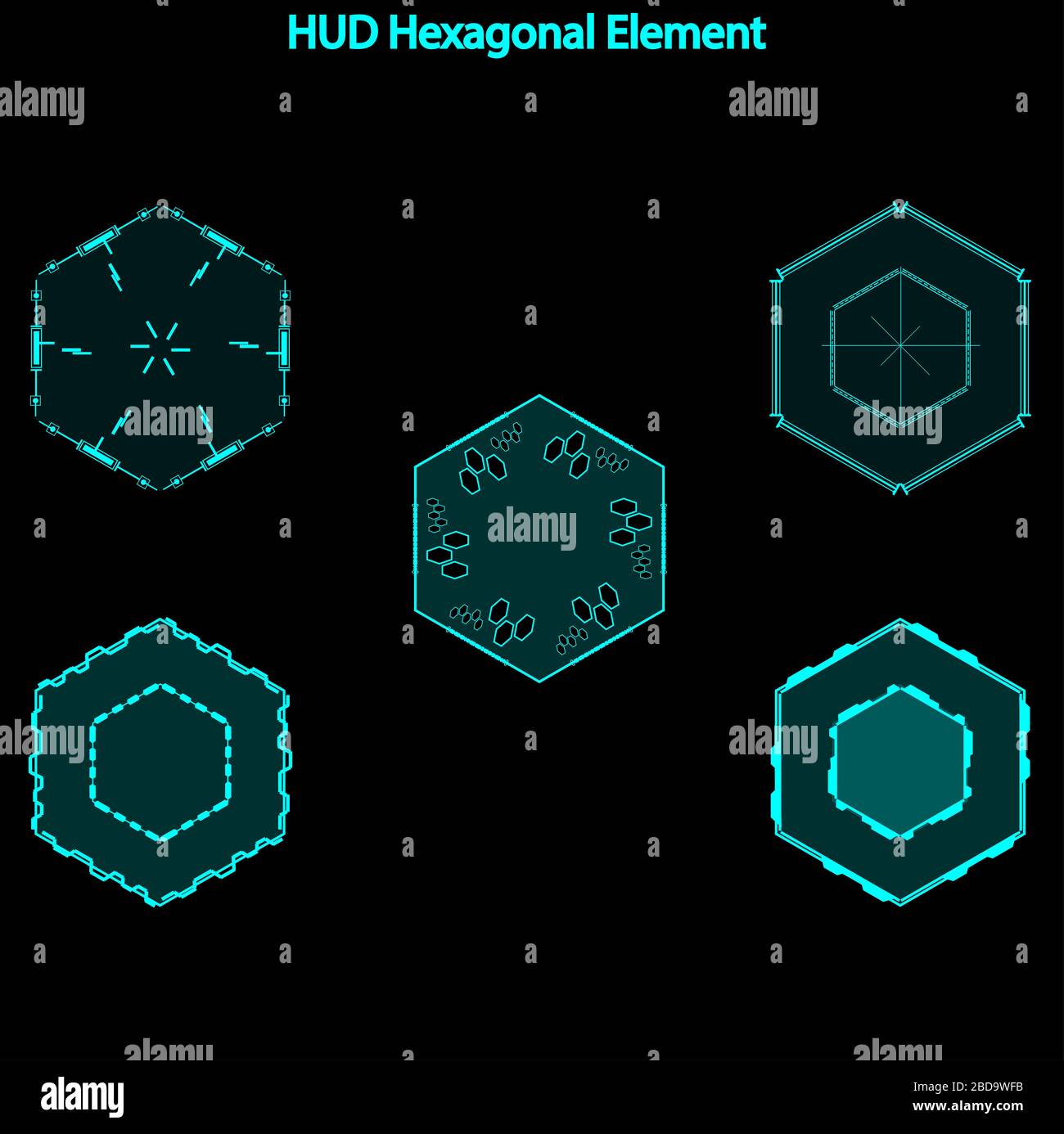 Set of hud hexagon elements,Futuristic Sci Fi Modern User Interface Set ...