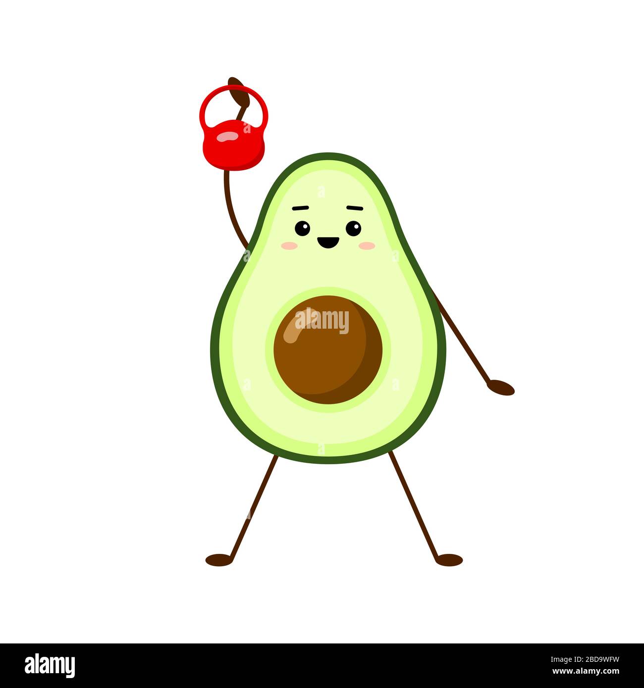Avocado sport with red weight. Avocado character design on white ...