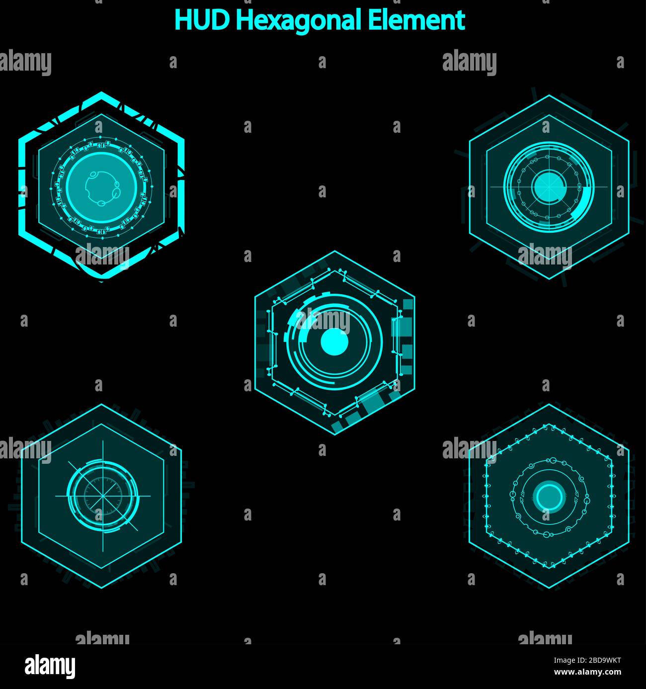 Set of hud hexagon elements,Futuristic Sci Fi Modern User Interface Set ...
