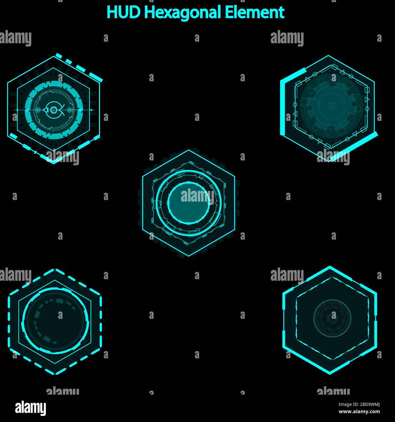 Set of hud hexagon elements,Futuristic Sci Fi Modern User Interface Set ...