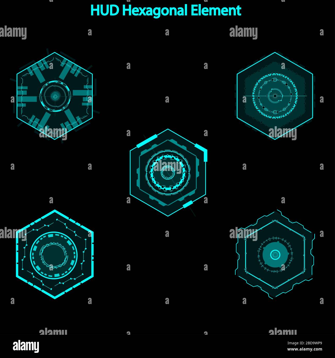 Set of hud hexagon elements,Futuristic Sci Fi Modern User Interface Set ...