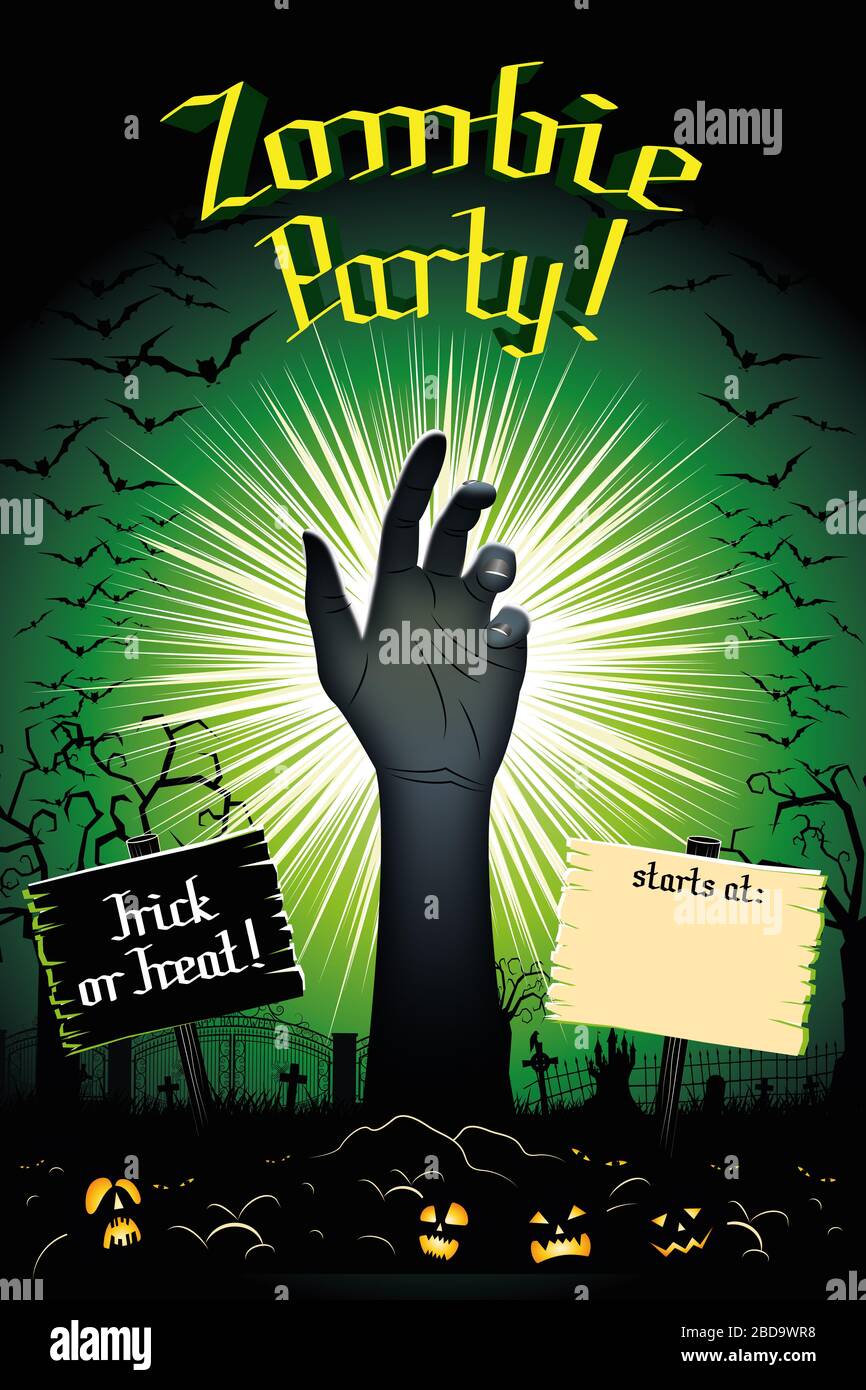 Zombie party/ Halloween party poster/ banner Stock Photo - Alamy