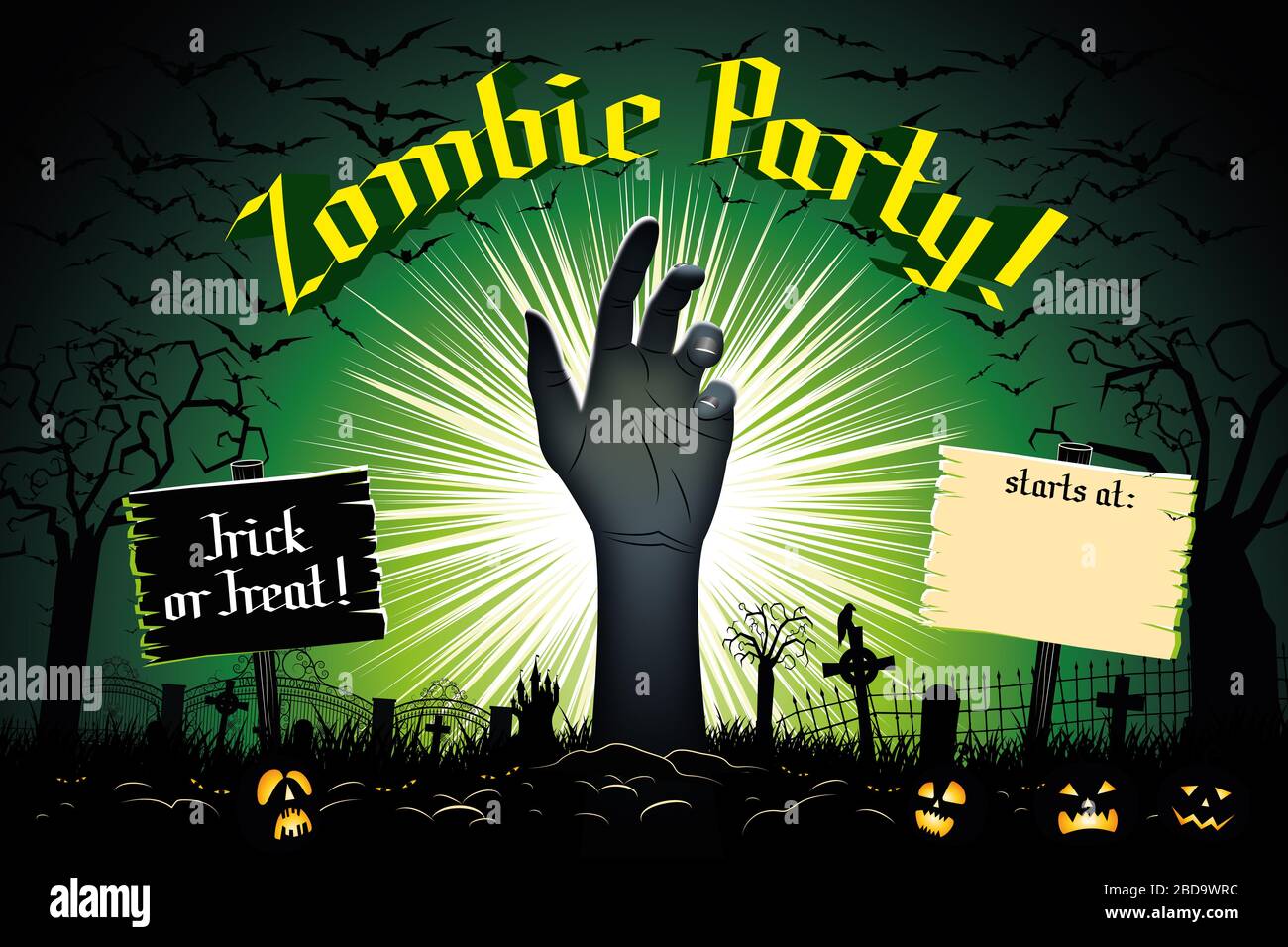 Zombie party/ Halloween party poster/ banner Stock Photo - Alamy