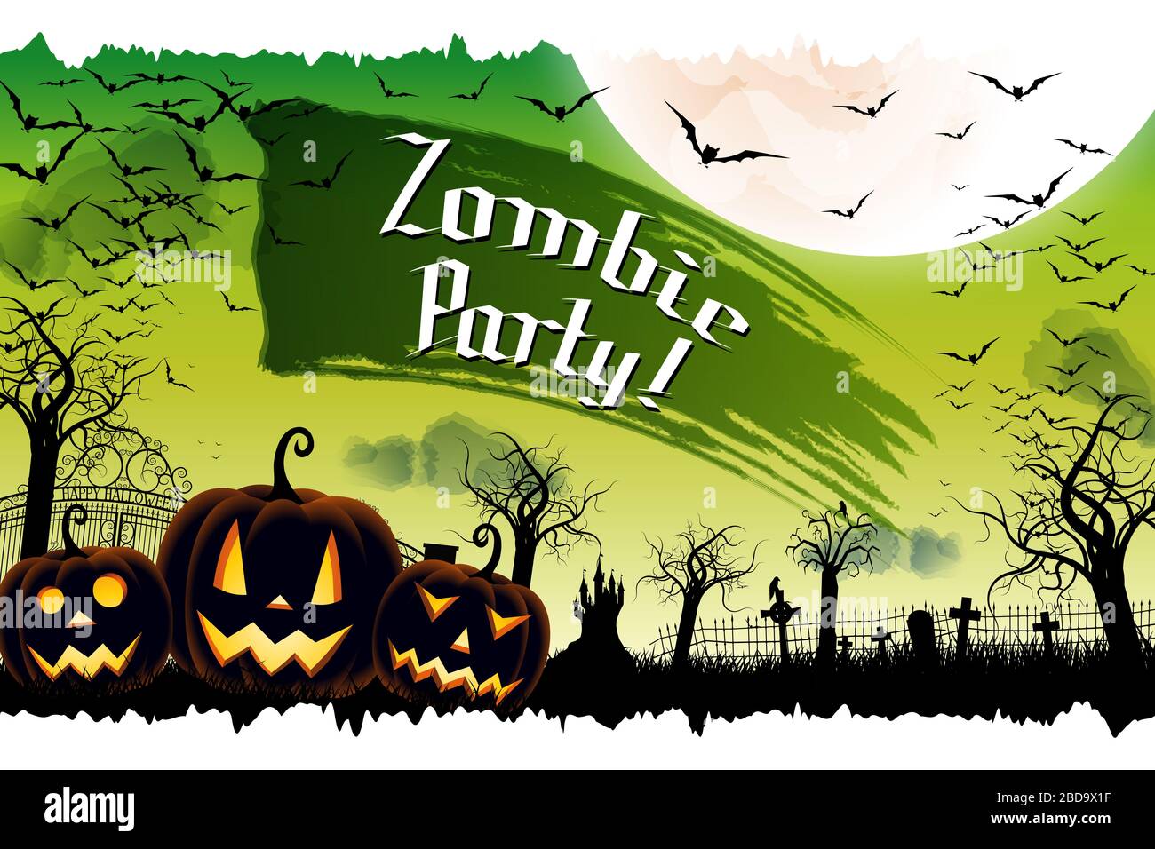 Zombie party banner/ poster Stock Photo - Alamy