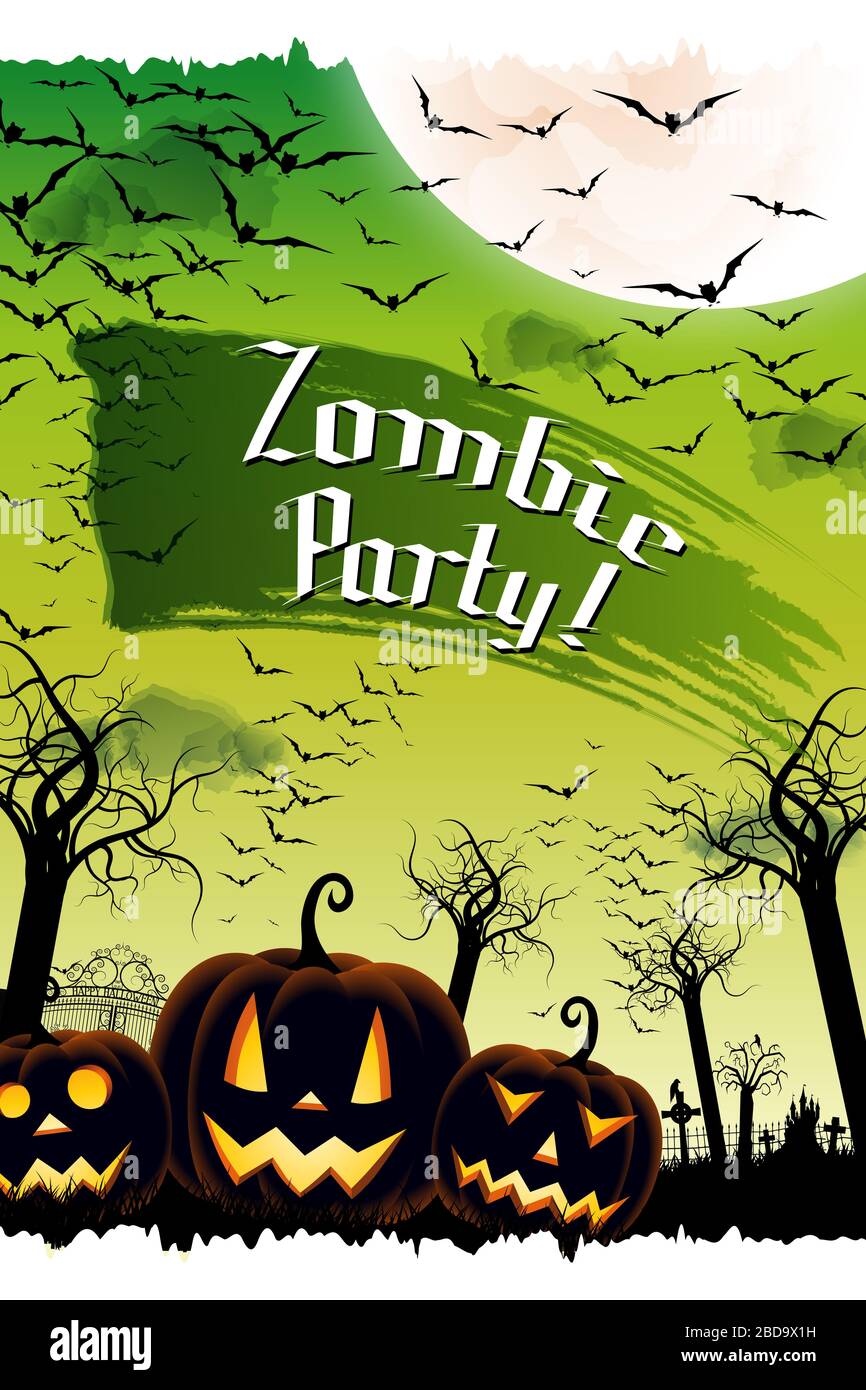 Zombie party banner/ poster Stock Photo - Alamy